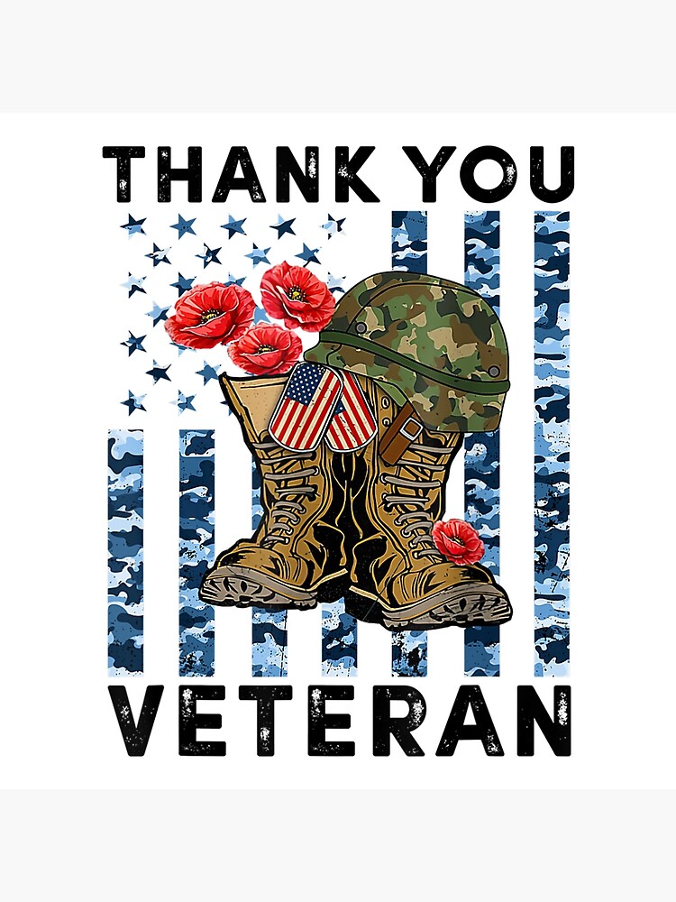 Thank you veterans combat boots poppy flower veteran day Premium Matte ...