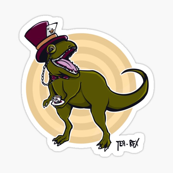 "Tea-Rex" Sticker by JessdeM | Redbubble