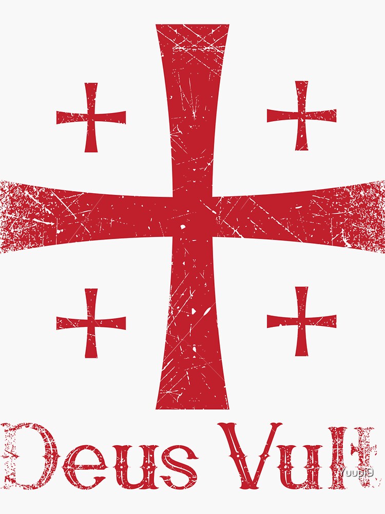 "Deus Vult God Wants It Latin Templar Knight" Sticker by Yuupi9 | Redbubble