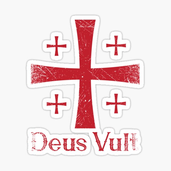 "Deus Vult God Wants It Latin Templar Knight" Sticker by Yuupi9 | Redbubble