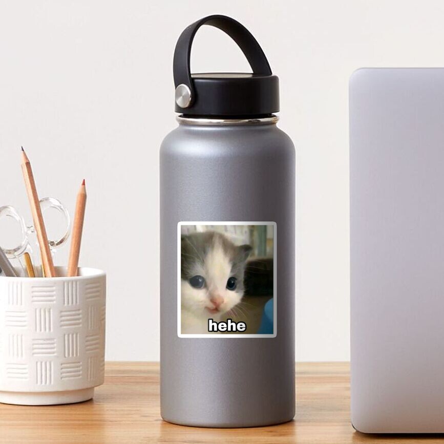 "Hehe Cat" Sticker for Sale by Lookaz | Redbubble