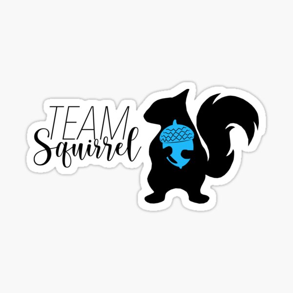 "Team Squirrel-blue acorn, black icons" Sticker for Sale by ...
