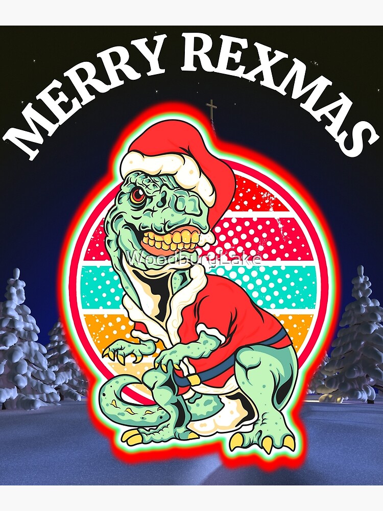 "Retro T Rex Santa Claus " Poster for Sale by WoodburyLake | Redbubble