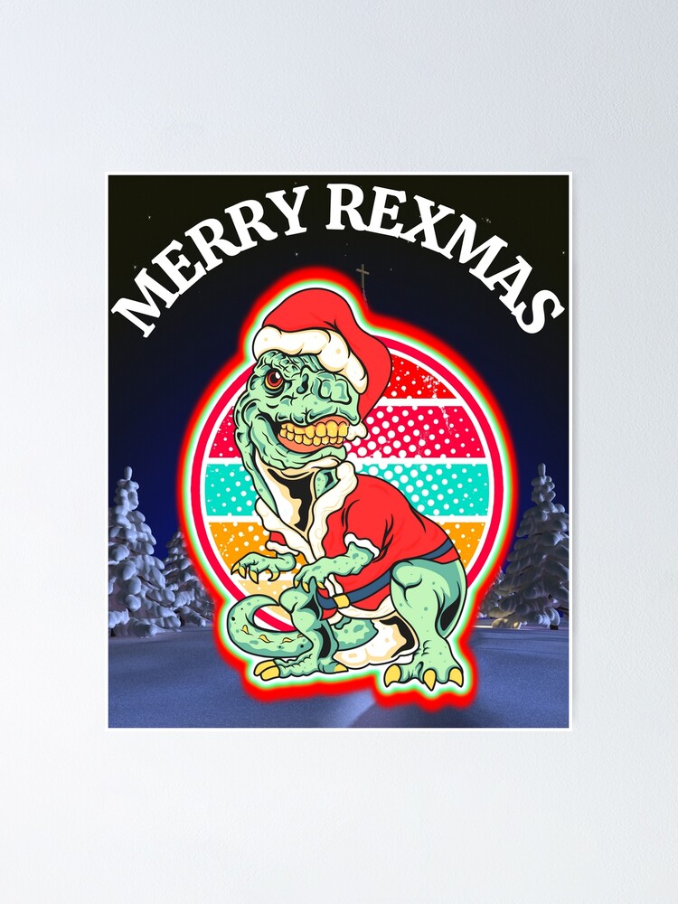 "Retro T Rex Santa Claus " Poster for Sale by WoodburyLake | Redbubble