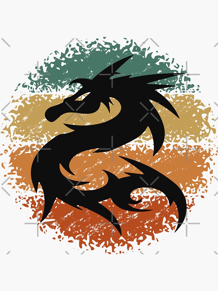 "Oriental Vintage Sunset Dragon" Sticker for Sale by ZenandShape ...