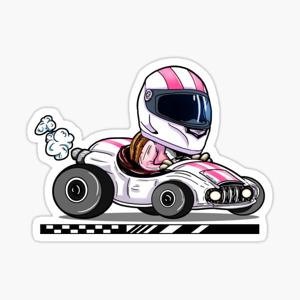 "Racecar Driver Pink" Sticker for Sale by iduzarts | Redbubble