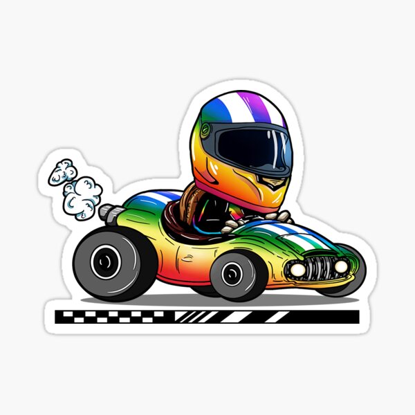 "Racecar Driver Rainbow" Sticker for Sale by iduzarts | Redbubble