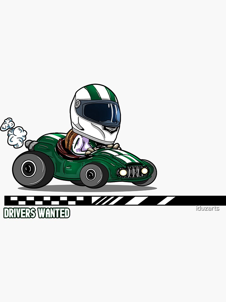 "Racecar Driver Green: Drivers Wanted" Sticker for Sale by iduzarts ...