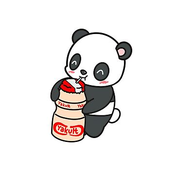 "Panda Bear Drinking Yakult " Sticker for Sale by mirakiartco | Redbubble
