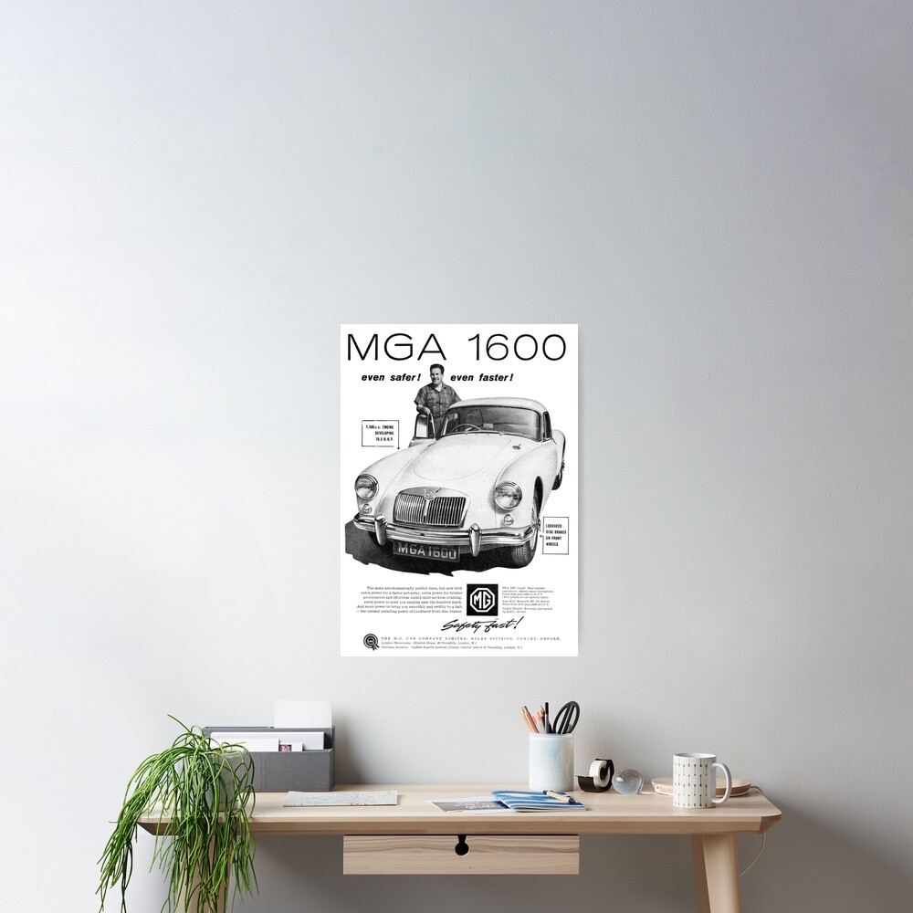 "Vintage MGA car advert, 1960" Poster for Sale by Scenebyrail | Redbubble