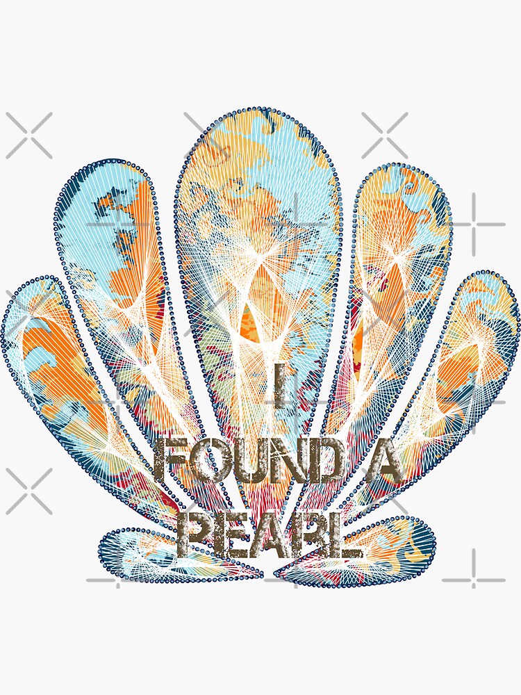 "Sea shell, String art, retro art, I found a pearl" Sticker for Sale by ...