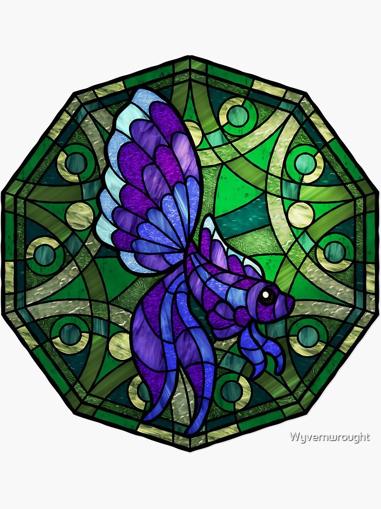 "Purple Betta Green Polygon Stained Glass" Sticker for Sale by ...