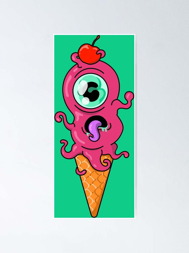 "Alien On a Ice Cream Cone With Cherry" Poster for Sale by 321BlastOff ...