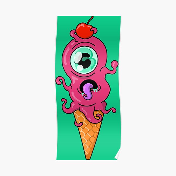 "Alien On a Ice Cream Cone With Cherry" Poster for Sale by 321BlastOff ...