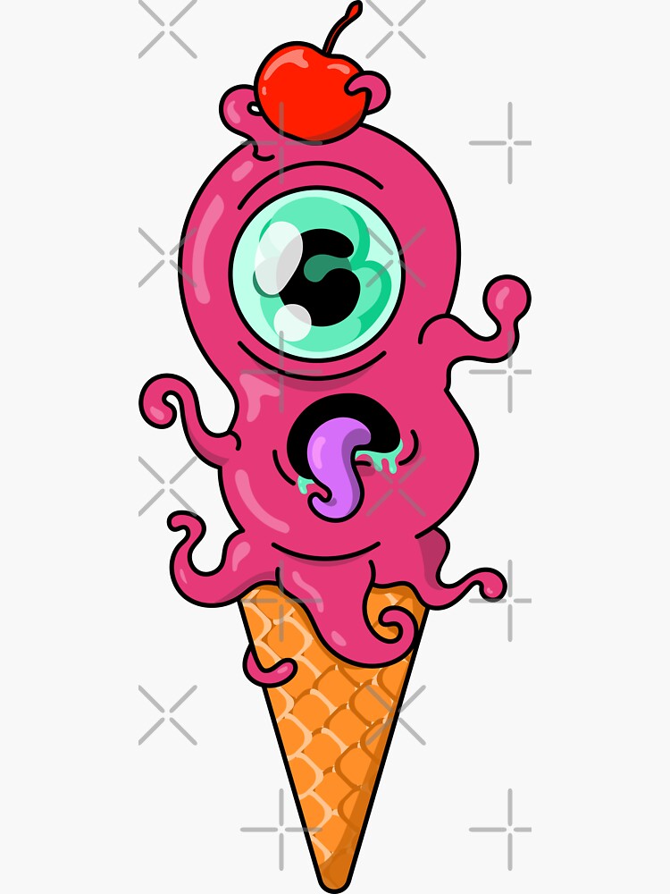 "Alien On a Ice Cream Cone With Cherry" Sticker for Sale by 321BlastOff ...