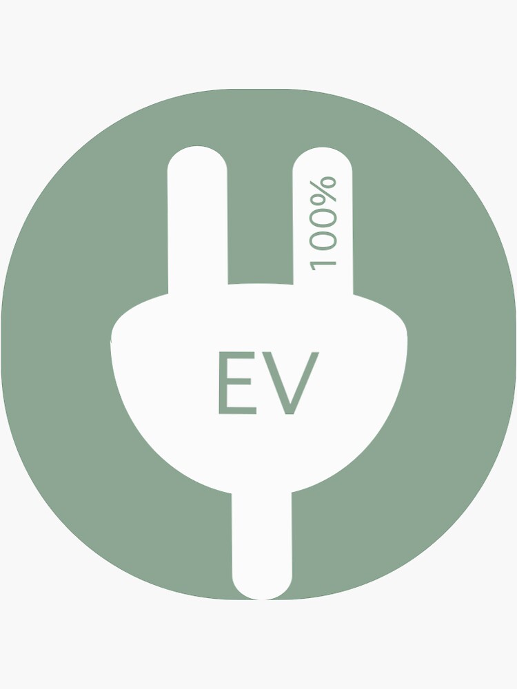 "round green EV 100% Electric Vehicle Sign Sticker Magnet" Sticker for ...