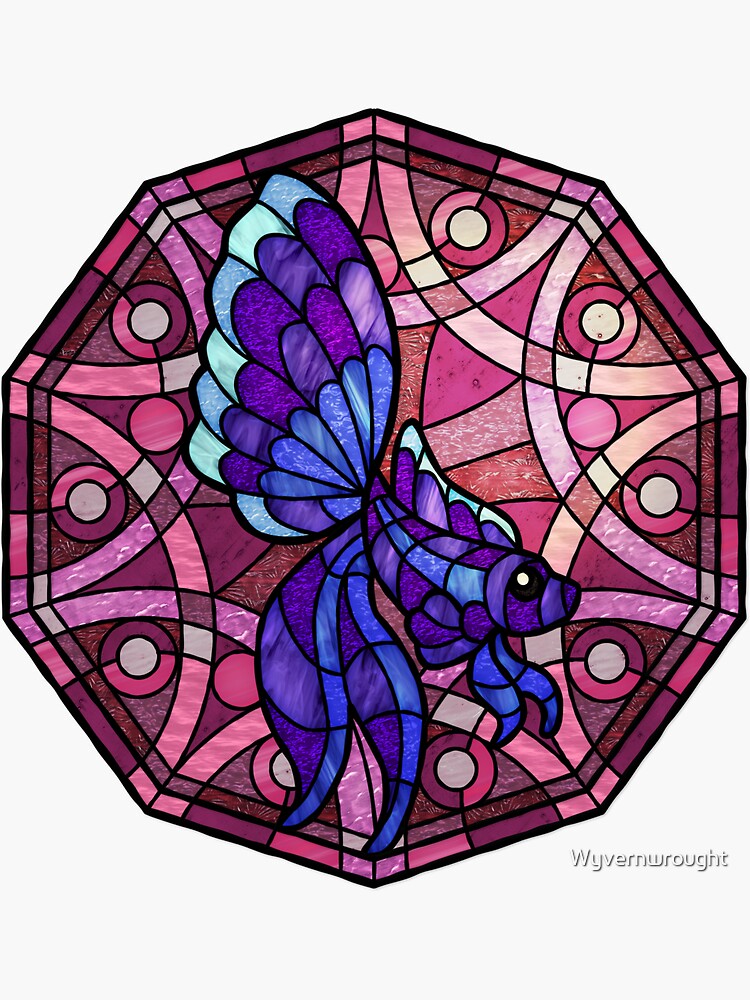 "Purple Betta Pink Polygon Stained Glass" Sticker by Wyvernwrought ...