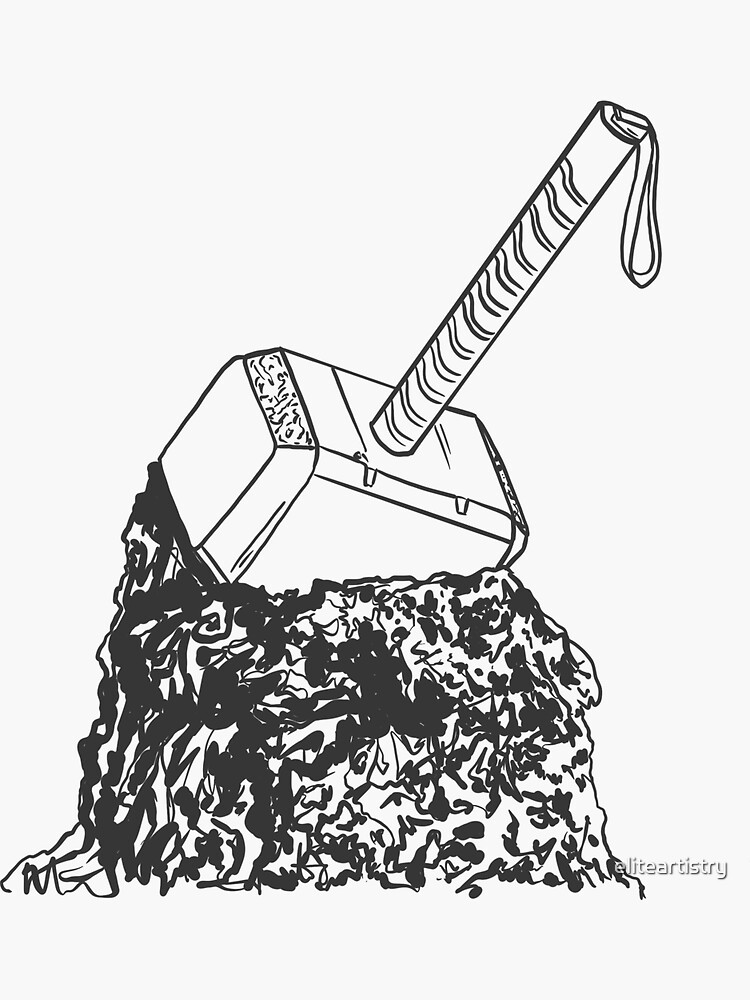"Thor's Hammer Line Art" Sticker for Sale by eliteartistry | Redbubble