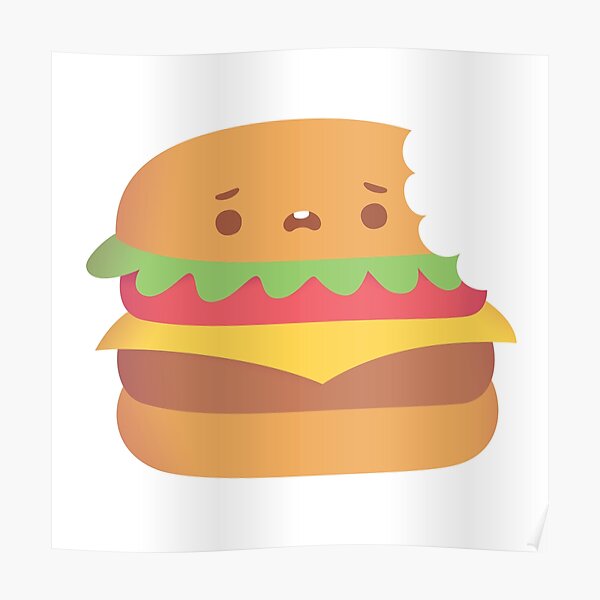 "Sad Burger With Bite Marks" Poster for Sale by rustydoodle | Redbubble