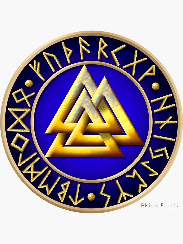 "Norse Valknut Runes - Blue" Sticker for Sale by Ricky Barnes | Redbubble