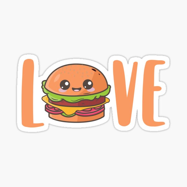 "Hamburger Love - Cute Kawaii Hamburger Chibi" Sticker for Sale by ...