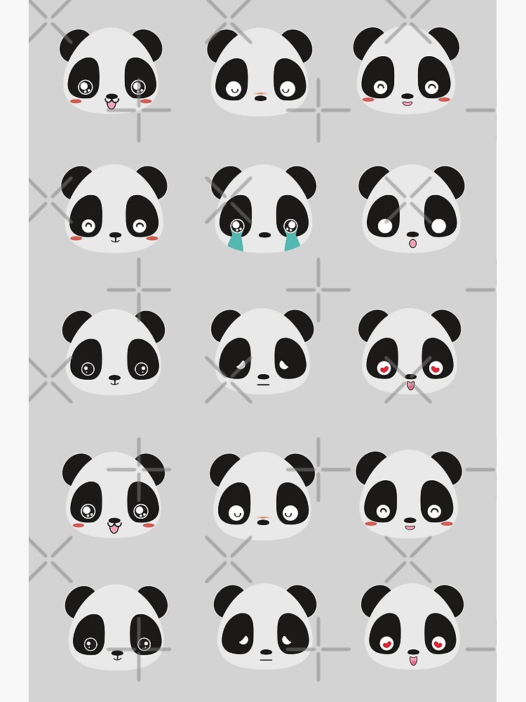 Póster «Lindo paquete de pegatinas de cara de panda amigable con los ...