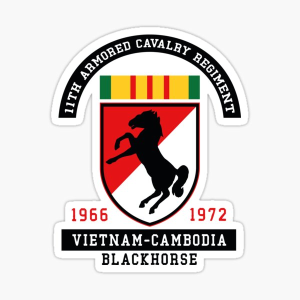 "11th Armored Cavalry / Vietnam - Cambodia Blackhorse" Sticker for Sale ...