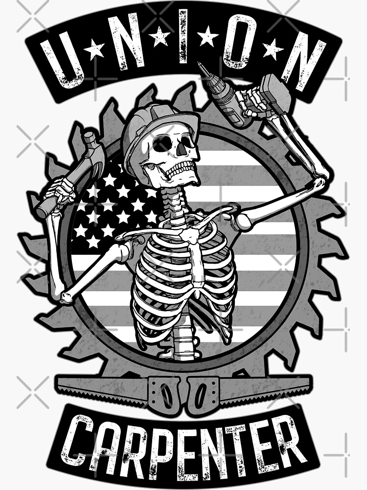 "Union Carpenter Skeleton USA Flagge Holzarbeiter Goth Carpentry ...