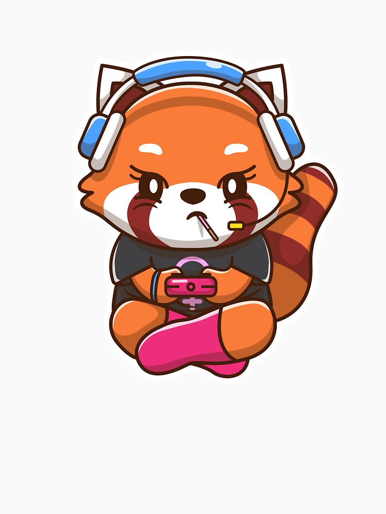 "Angry Red Panda Gamer Girl Playing Video Game " T-shirt for Sale by ...