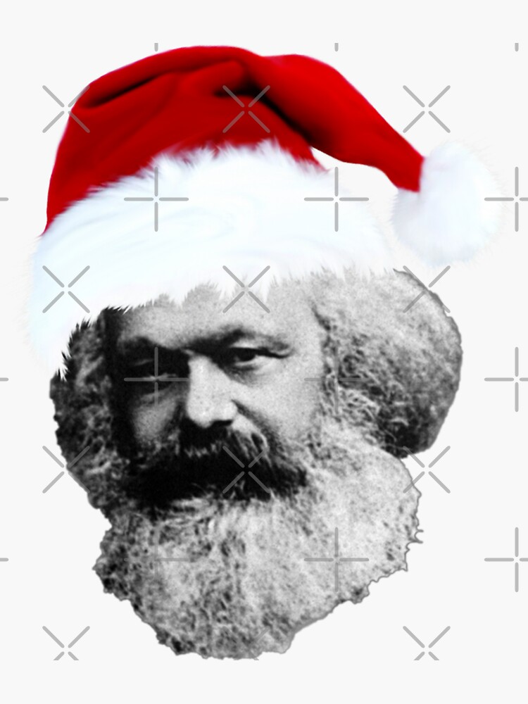 "Karl Marx Wearing Christmas Hat" Sticker for Sale by the-tala | Redbubble