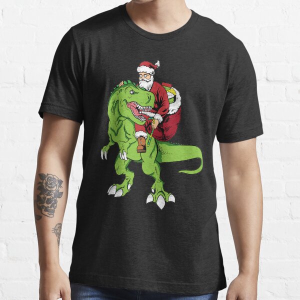 "Santa Riding Dinosaur T rex" T-shirt for Sale by DAFIN | Redbubble ...