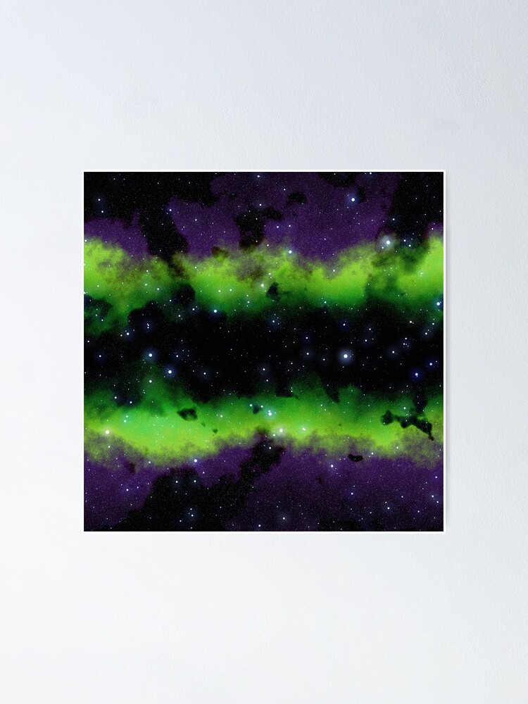 "Lime Green and Purple Dark Matter Galaxy Nebula Gas Cloud Art" Poster ...