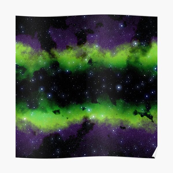 "Lime Green and Purple Dark Matter Galaxy Nebula Gas Cloud Art" Poster ...