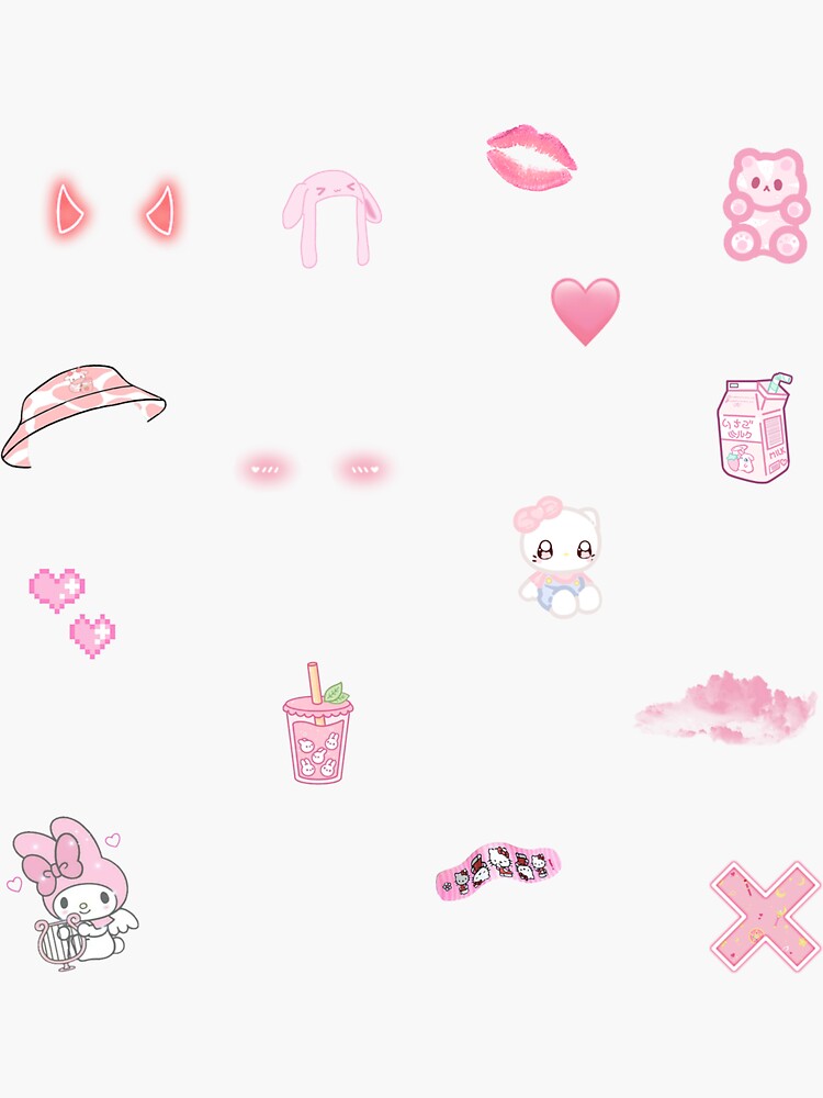"Pink cute stickers " Sticker for Sale by IJs-art | Redbubble