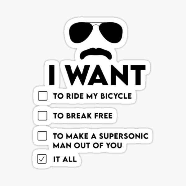 "I Want:" Sticker for Sale by Lucky-Number-9 | Redbubble