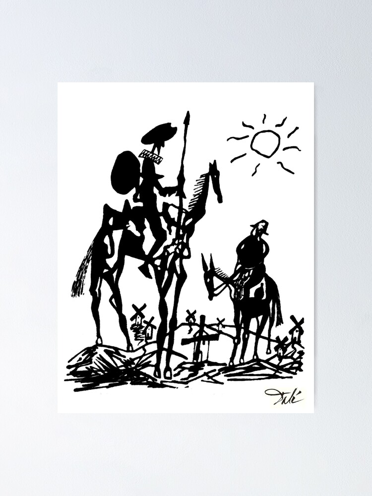 "Don Quixote : Vintage Tilting with Windmills Abstract Print" Poster ...