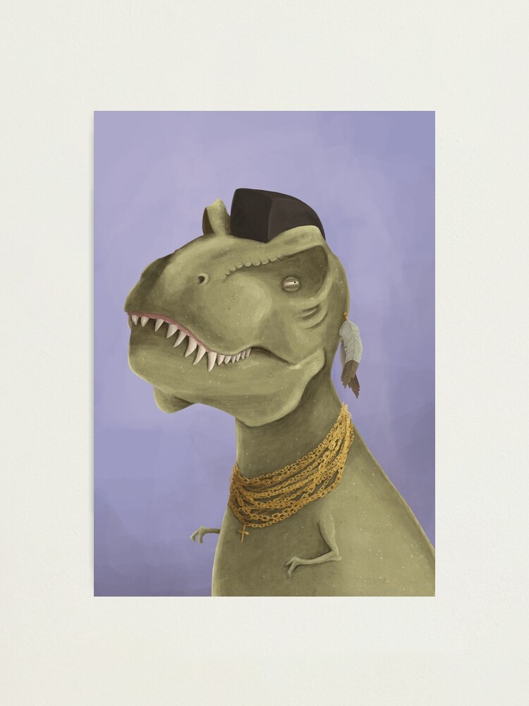 "Mr. T-rex 80s dinosaur" Photographic Print by agrapedesign | Redbubble