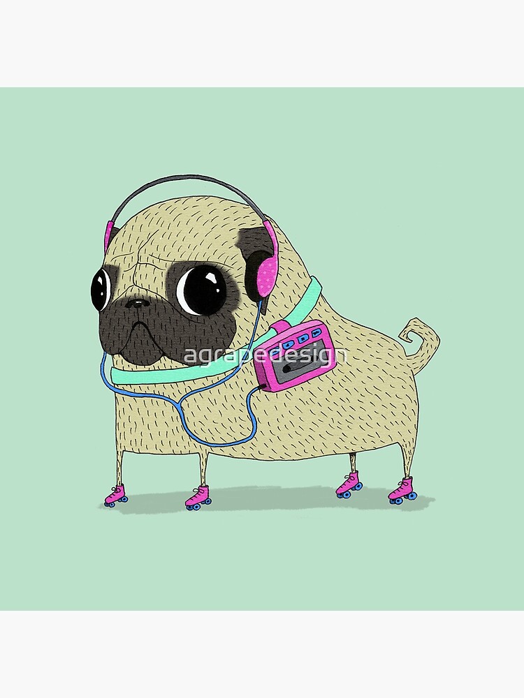 "80s Roller skate pug" Poster by agrapedesign | Redbubble