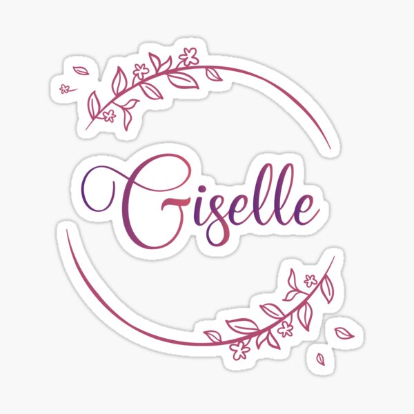 "Giselle custom name Purple label" Sticker for Sale by mochi-man1 ...