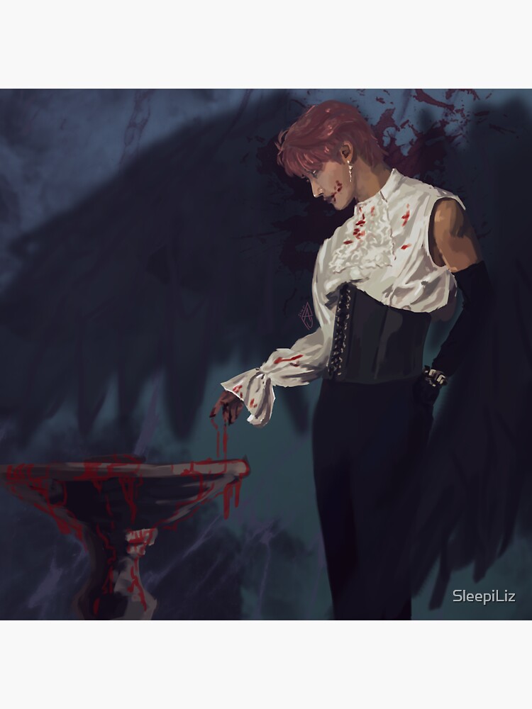 "Ateez Seonghwa Halloween Vampire Fanart" Sticker for Sale by SleepiLiz ...