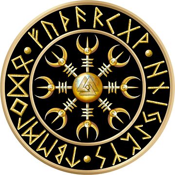 "Norse Aegishjalmur Runes - Black" Sticker for Sale by Ricky Barnes ...