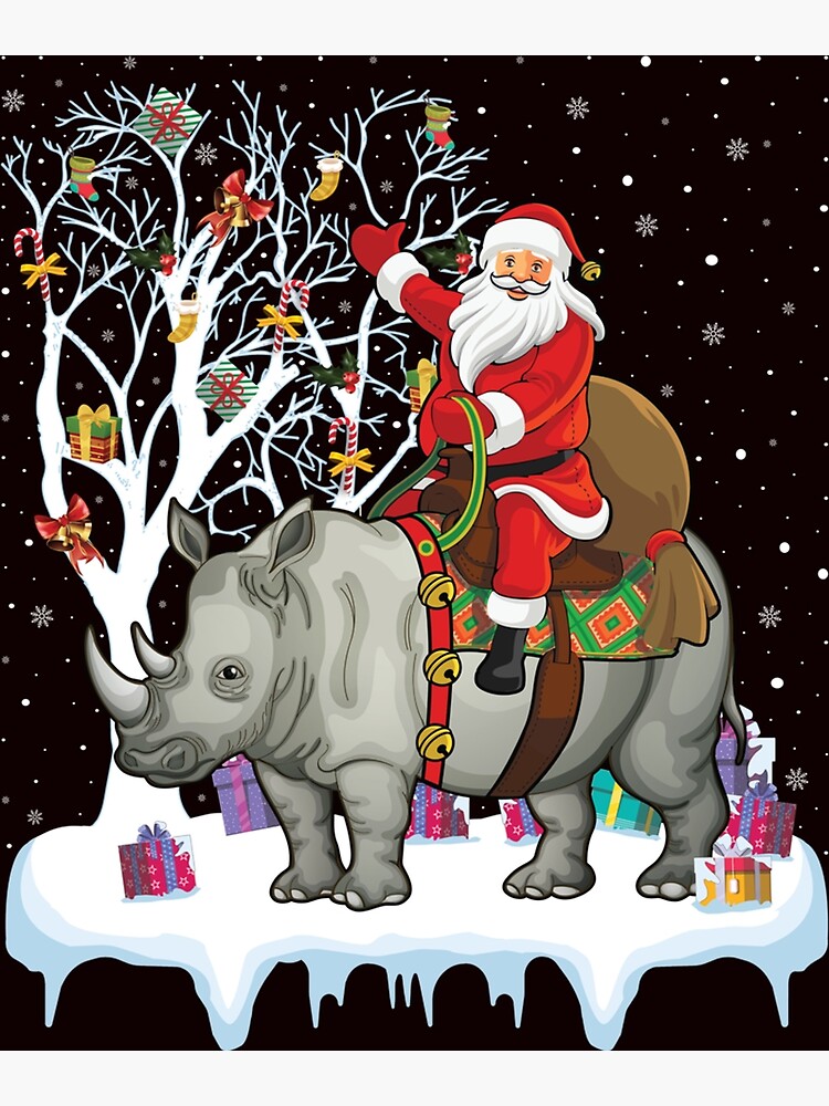 Póster «Regalo de Navidad para amantes del rinoceronte Papá Noel ...