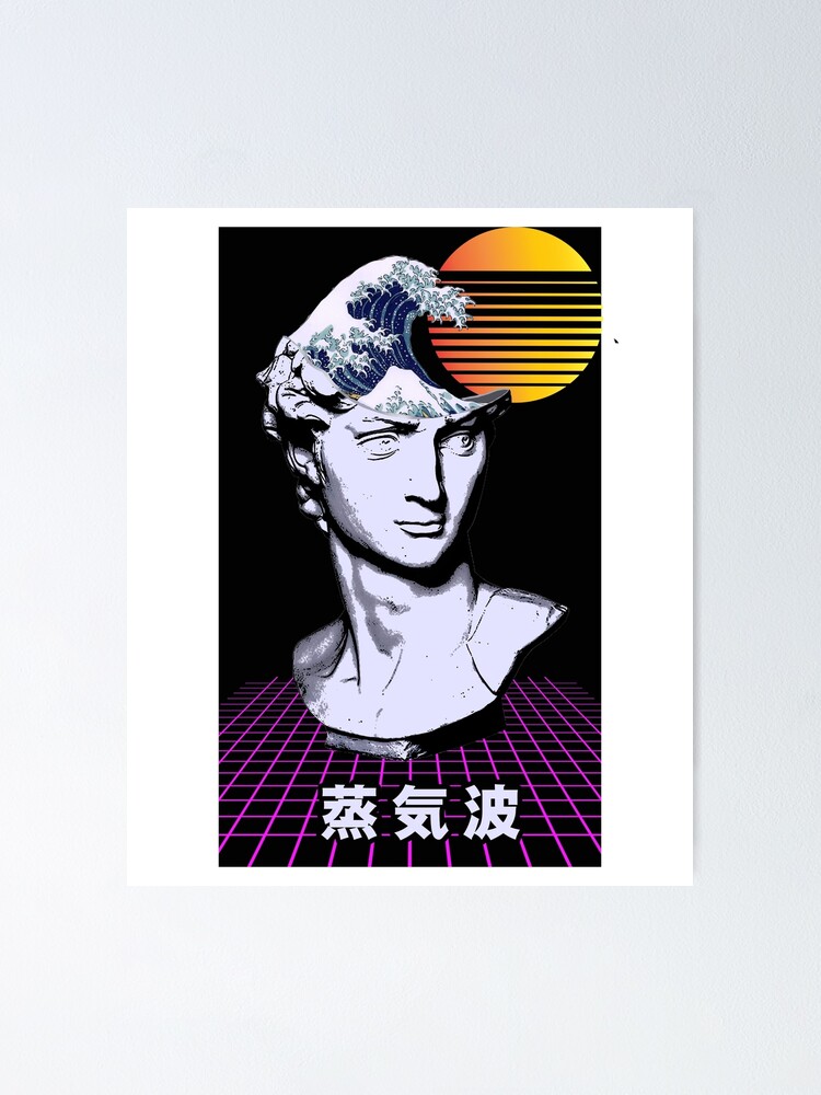 "Vaporwave Statue David with a Wave on his head & 80s Sunset product ...