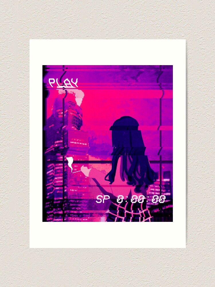 "Aesthetic Vaporwave Anime Sad Girl Smoking Tokyo Cigarette graphic ...