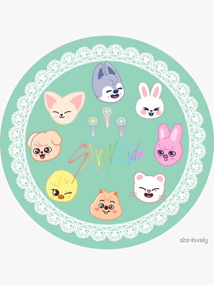 Pegatina «Pegatina de grupo circular SKZOO / stray kids verde azulado ...