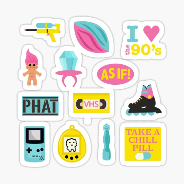 "90s stickers" Sticker for Sale by pnkpopcorn | Redbubble
