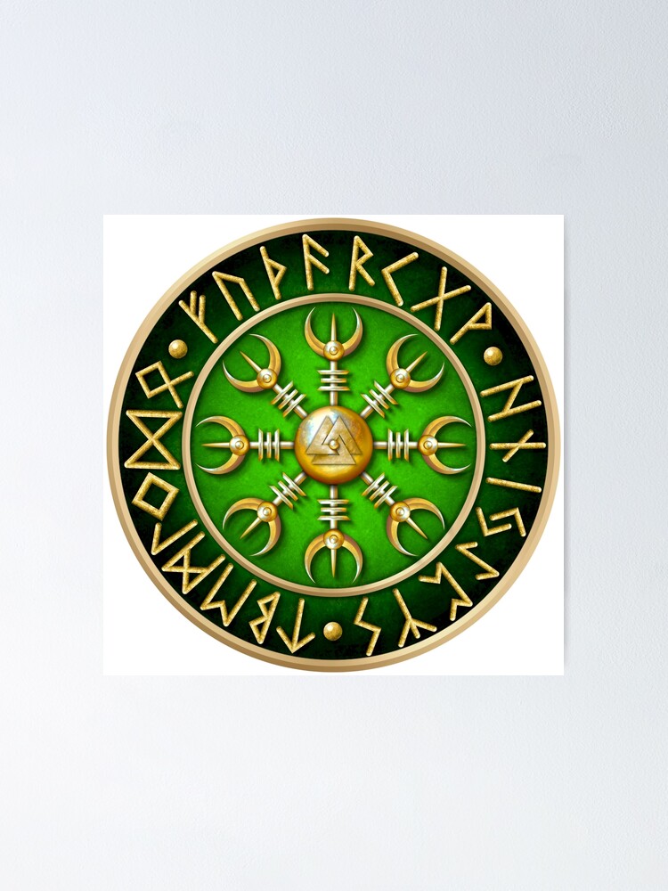 "Norse Aegishjalmur Runes - Green" Poster by NaumaddicArts | Redbubble