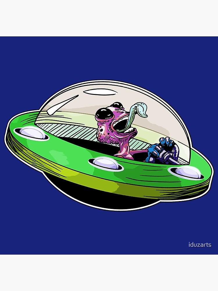 "Laughing Space Alien in a UFO spaceship Green" Poster for Sale by ...