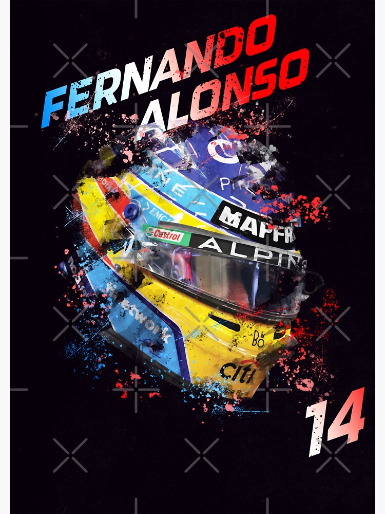 "Fernando Alonso 14 Helmet 2021" Sticker for Sale by NicFullerArt ...
