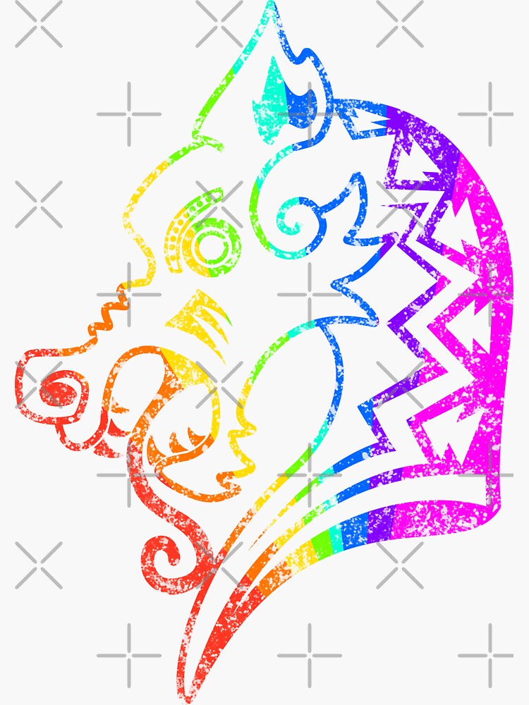 "Wolf Viking Longship Prow Beast Design in Raider Rainbow" Sticker for ...